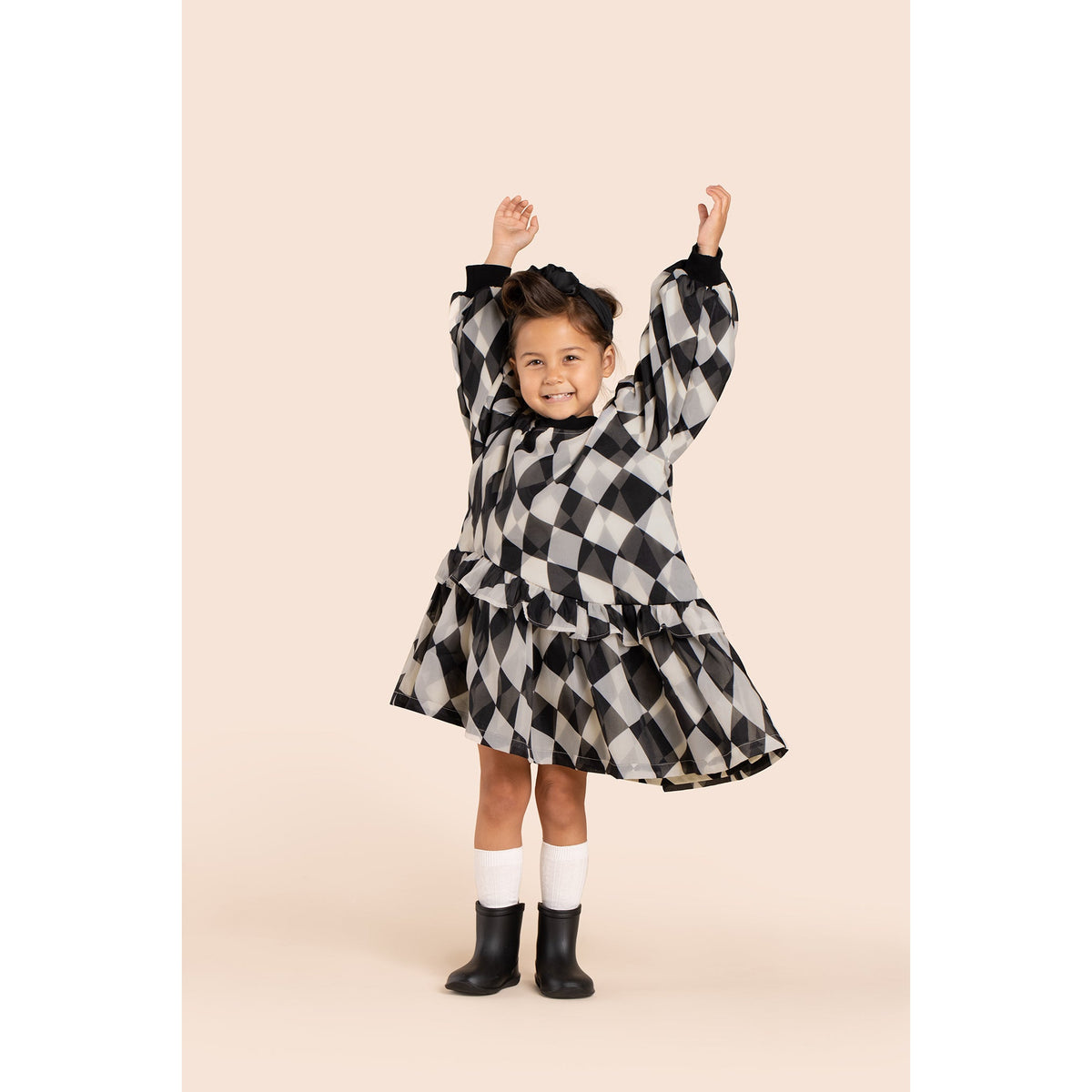 Girls Hi-Low Organza & Terry Dress l Black – Little Pinwheels