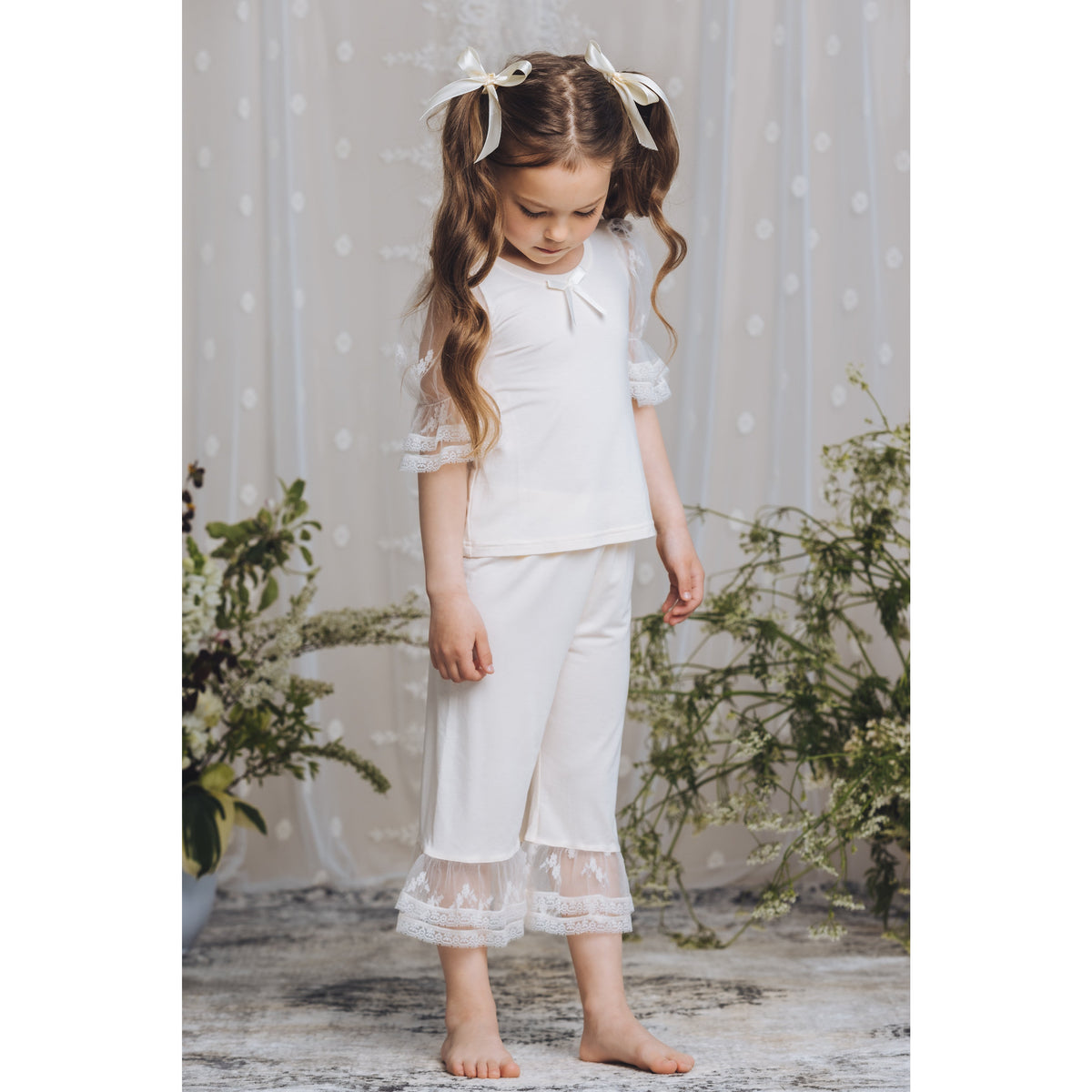 Agatha Girls Cotton Pyjama | Cream – Little Pinwheels