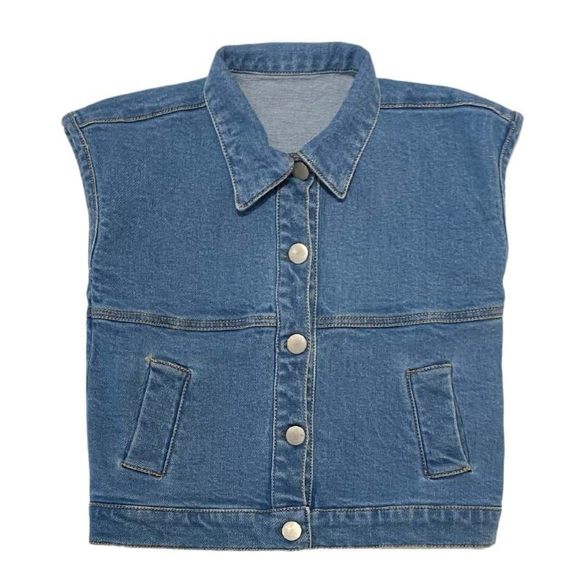 Sleeveless Denim Jacket – Little Pinwheels