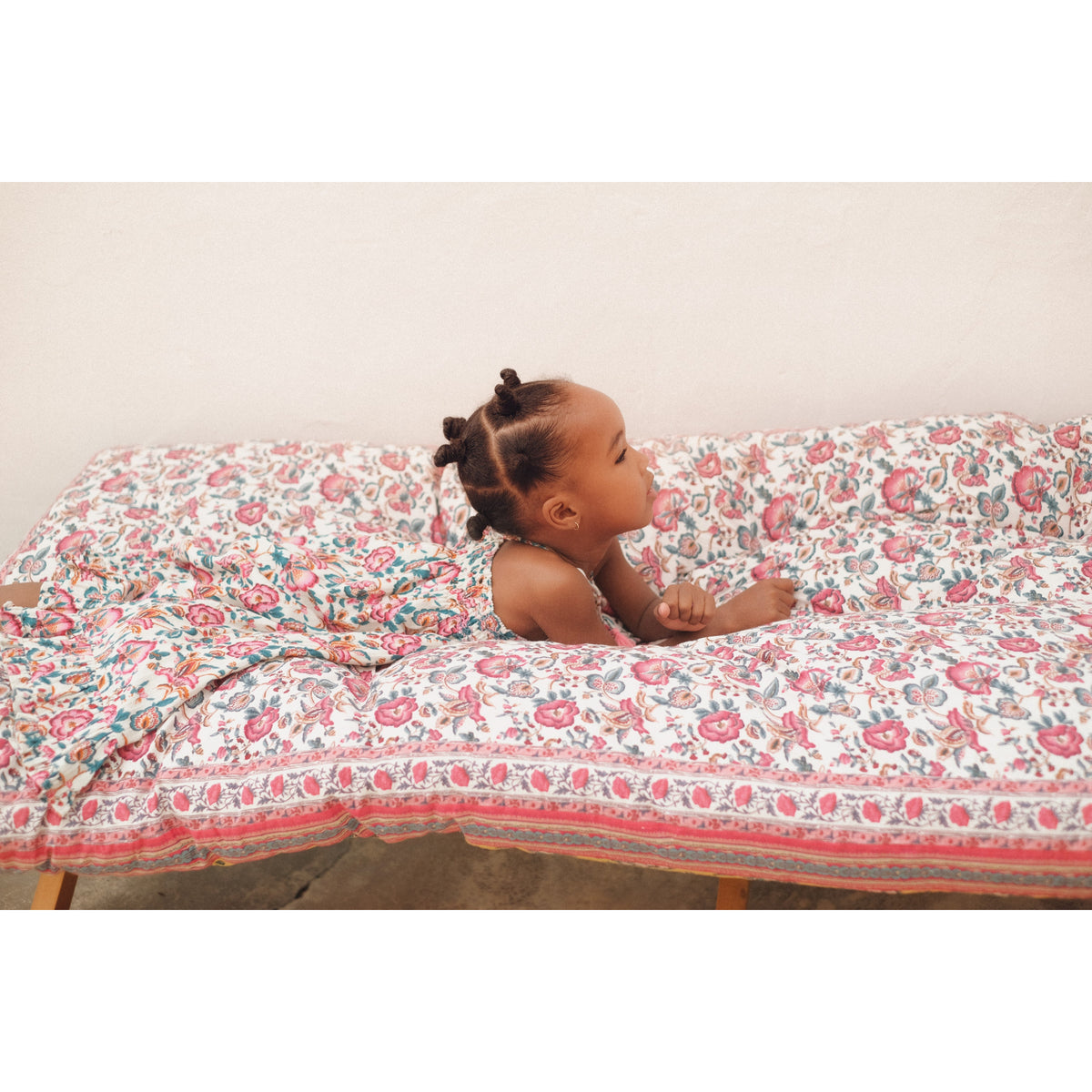 Marceline Dress | Cream Indian Flowers – Little Pinwheels