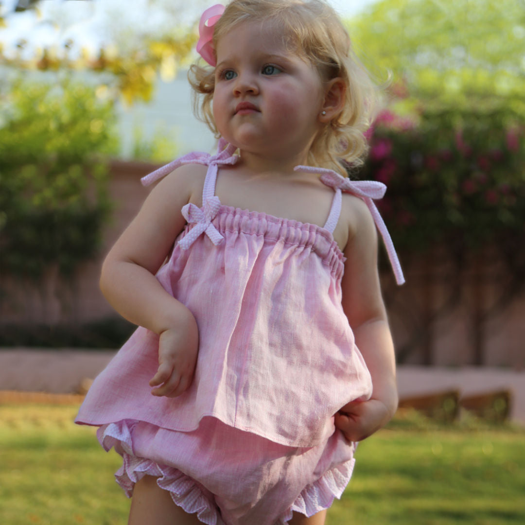 Chloe Bloomer Set | Pink With Pink Stripes – Little Pinwheels